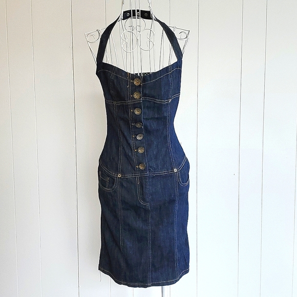 Zara | Dresses | Zara Trf Demin Blue Halter Bodycon Dress Size S | Poshmark
